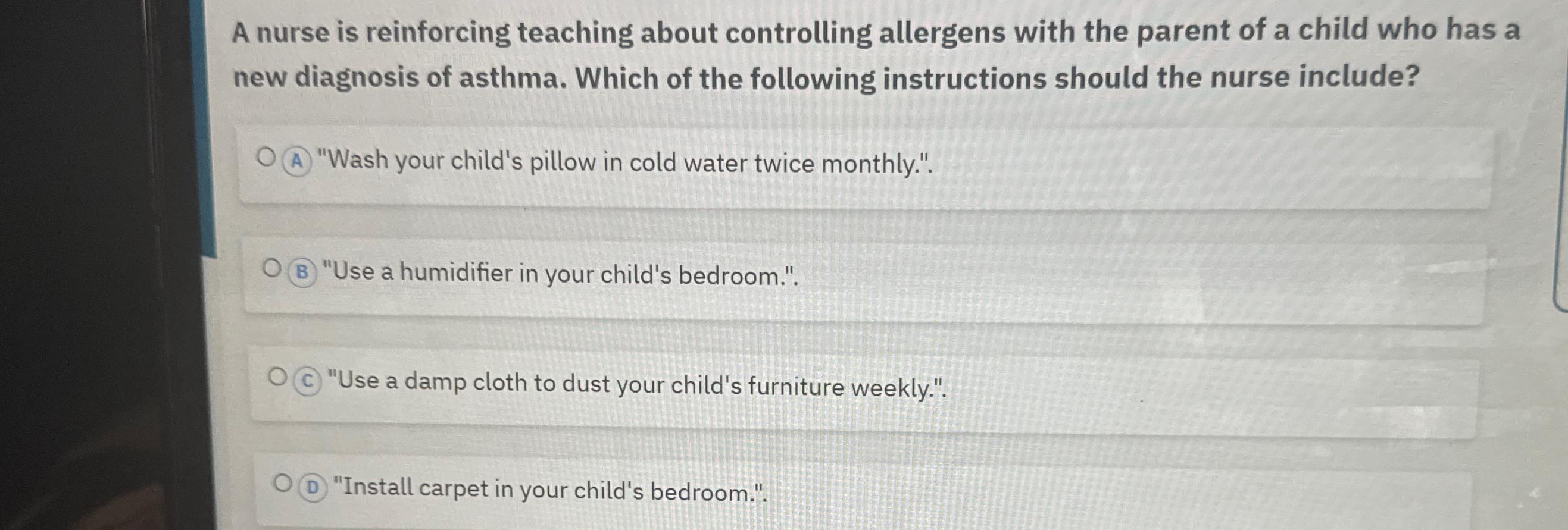 Solved A nurse is reinforcing teaching about controlling | Chegg.com