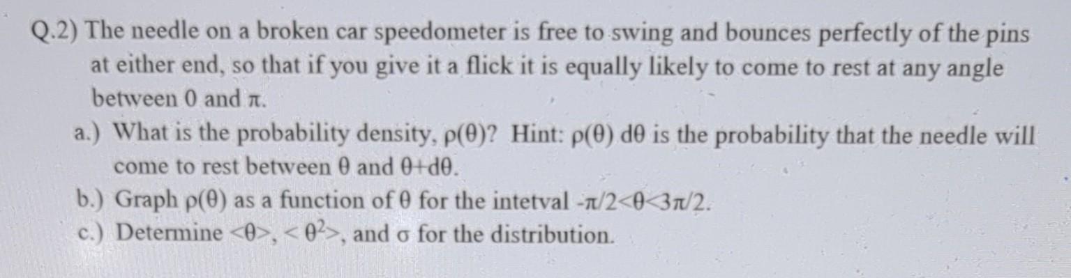 Solved Q.2) The needle on a broken car speedometer is free | Chegg.com