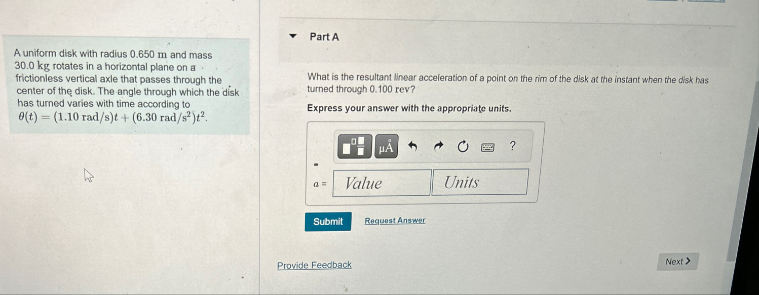 A uniform disk with radius 0.650 ﻿m and mass 30.0 ﻿kg | Chegg.com