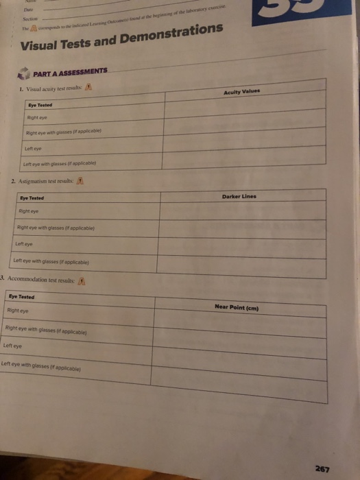 Visual Tests and Demonstrations PART A ASSESSMENTS 1. | Chegg.com