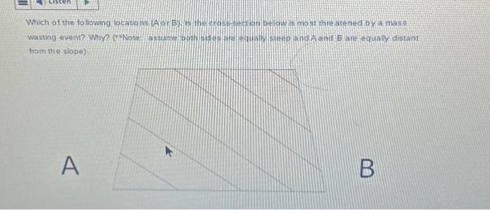 Solved Listen Which of the following locations (Aor B), in | Chegg.com