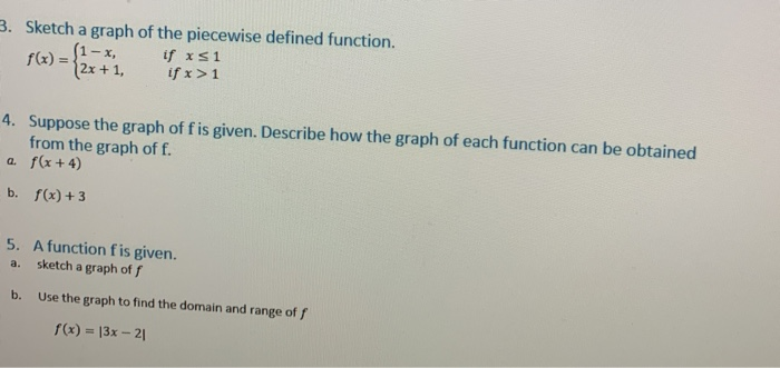Solved 3. Sketch a graph of the piecewise defined function. | Chegg.com