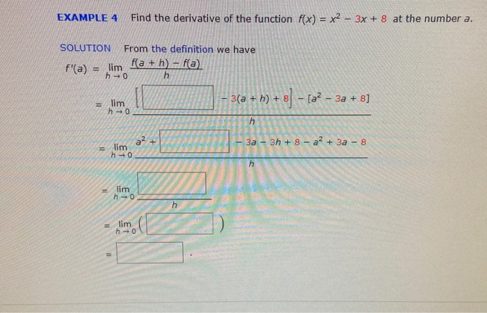 Solved EXAMPLE 4 Find the derivative of the function f(x) = | Chegg.com