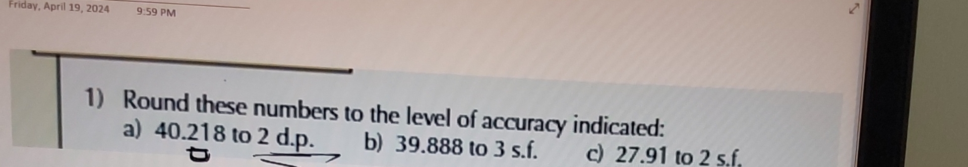 Solved Round these numbers to the level of accuracy | Chegg.com