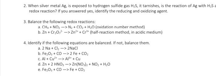 Solved 2. When silver metal Ag, is exposed to hydrogen | Chegg.com