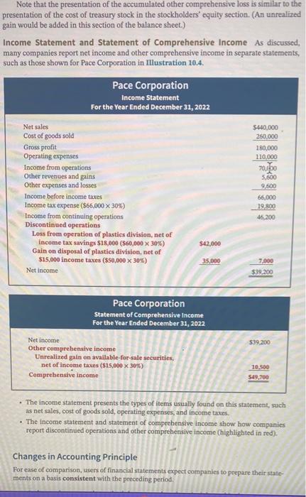 Note that the presentation of the accumulated other | Chegg.com