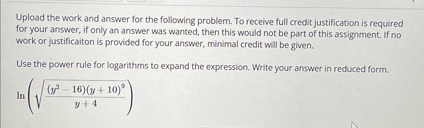 Solved Upload the work and answer for the following problem. | Chegg.com