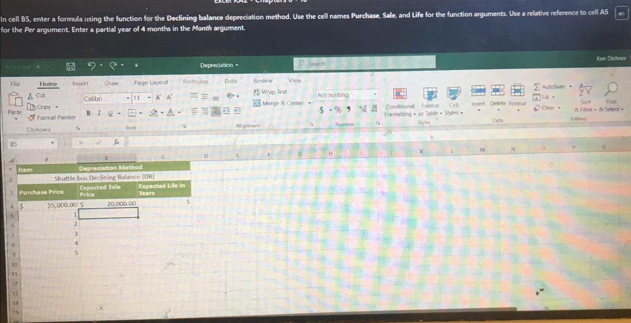 Solved In cell B5, enter a formula using the function for | Chegg.com Solved In cell B5, enter a formula using the function for | Chegg.com