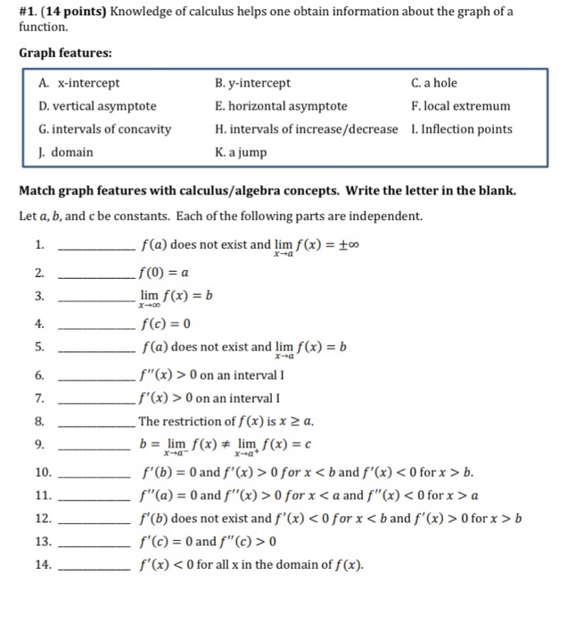 Solved #1. (14 points) Knowledge of calculus helps one | Chegg.com