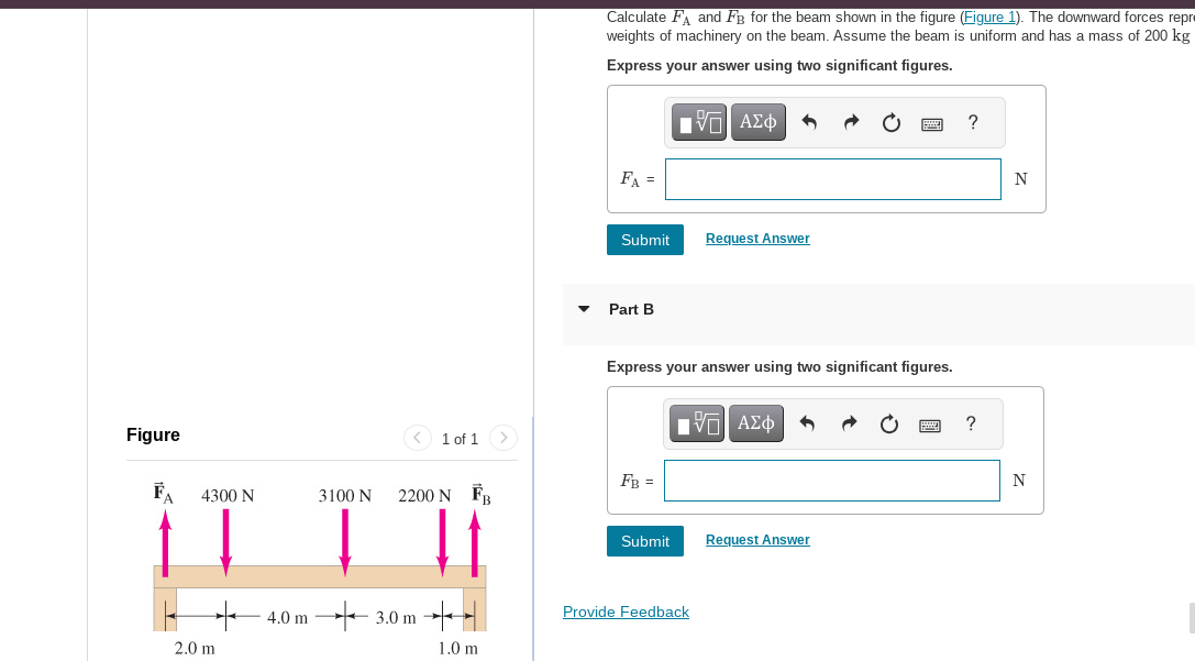 Solved Calculate FA ﻿and FB ﻿for the beam shown in the | Chegg.com