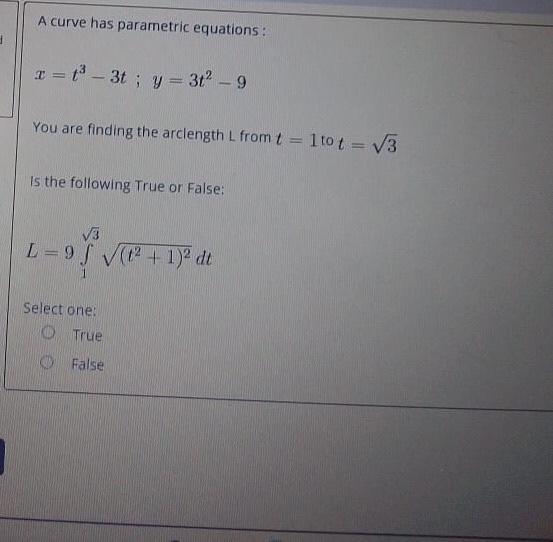 Solved A curve has parametric equations : I= t - 3t; y=3t - | Chegg.com