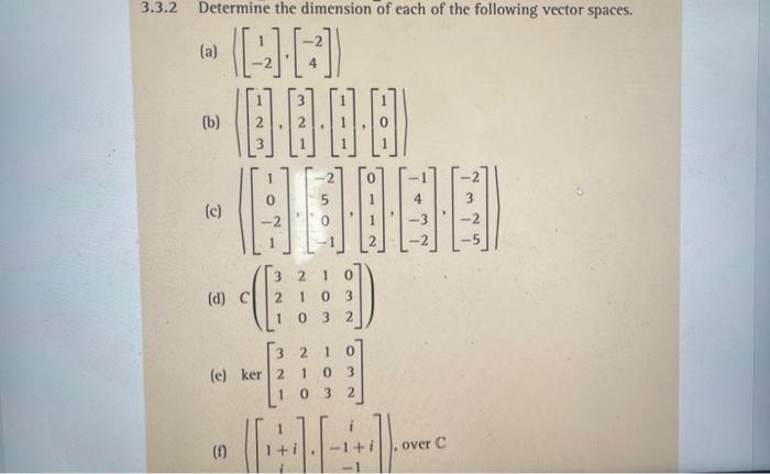 Solved Determine the dimension of each of the following | Chegg.com