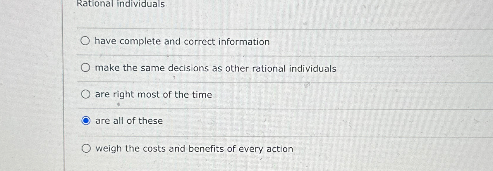 Solved Rational individualshave complete and correct | Chegg.com