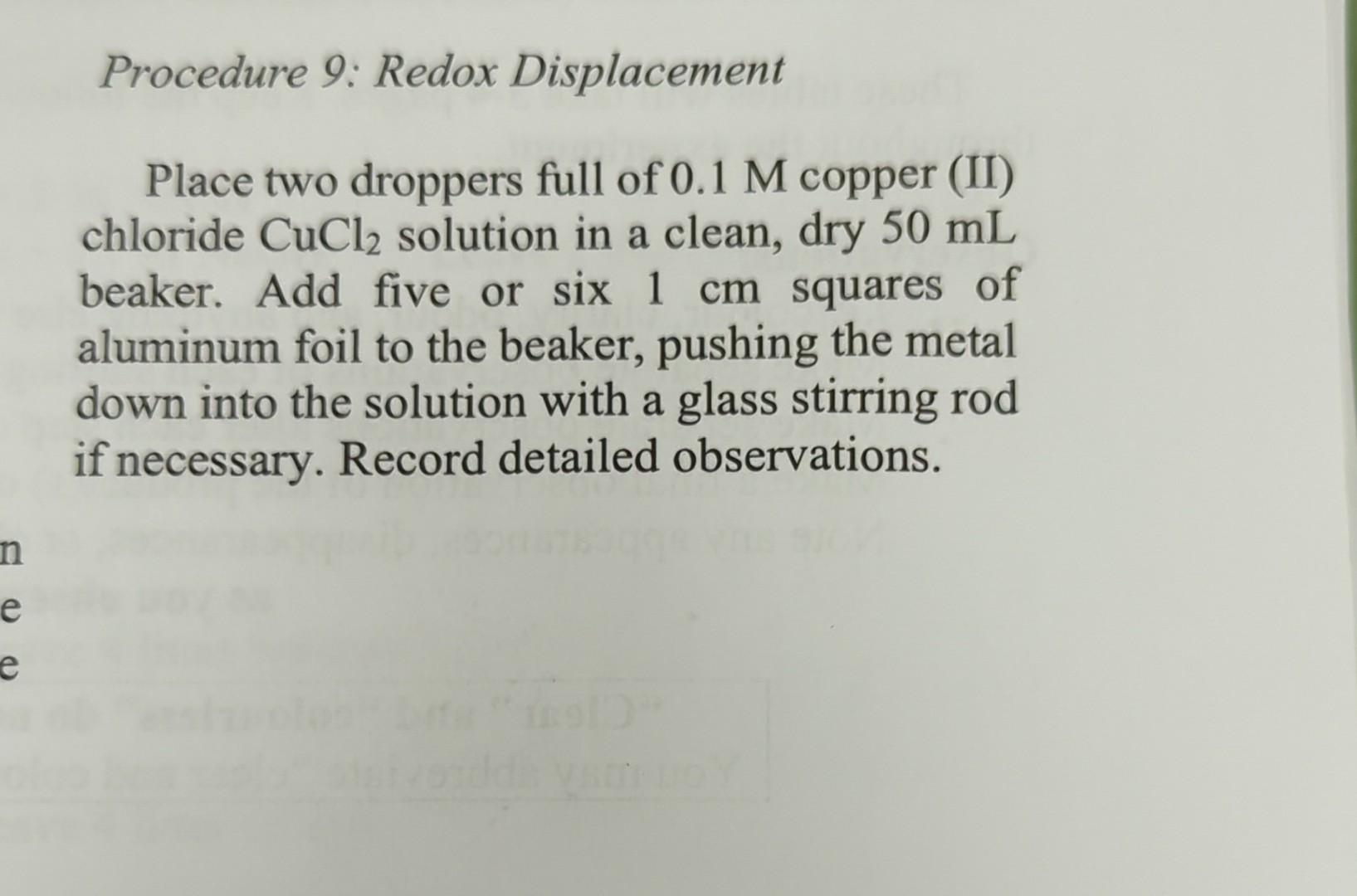 Solved Place two droppers full of 0.1M copper (II) chloride | Chegg.com