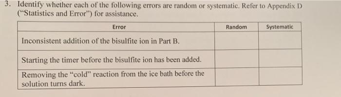 Solved 3. Identify whether each of the following errors are | Chegg.com