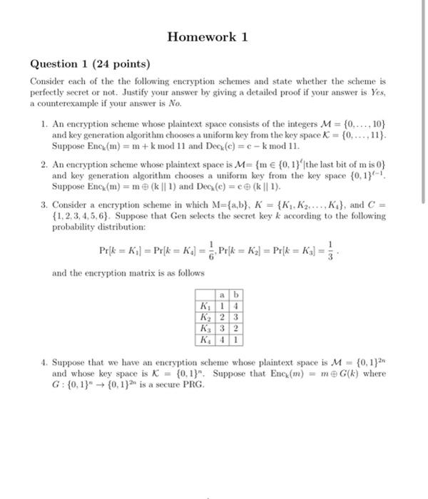 Solved Question 1 (24 points) Consider each of the the | Chegg.com