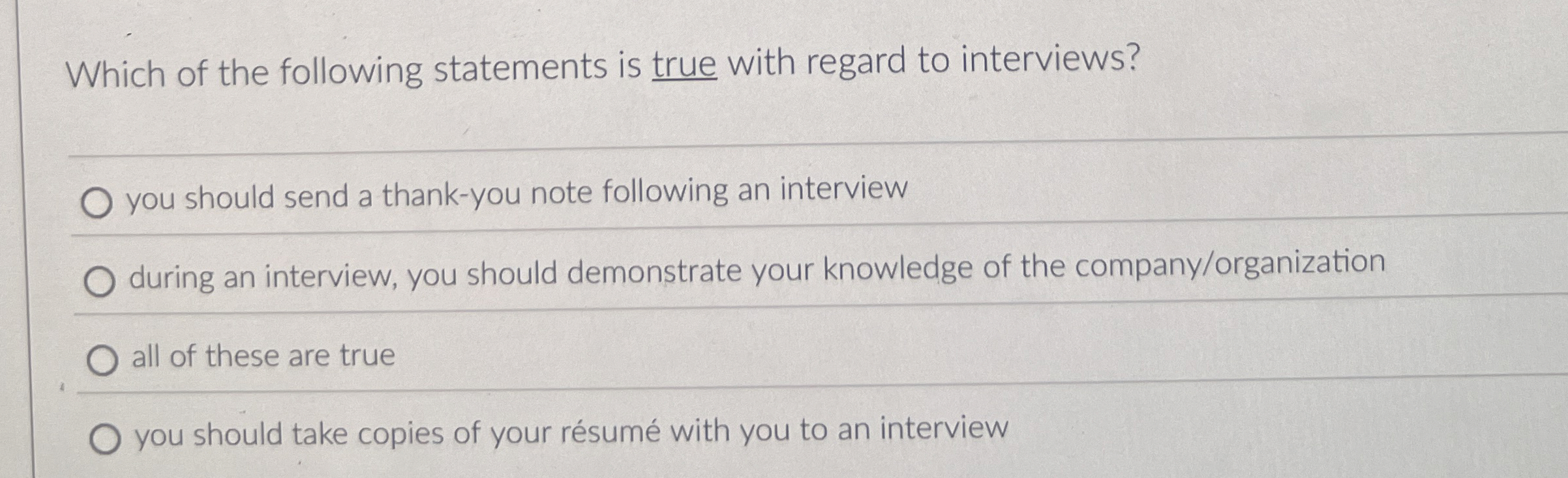 Solved Which of the following statements is true with regard | Chegg.com
