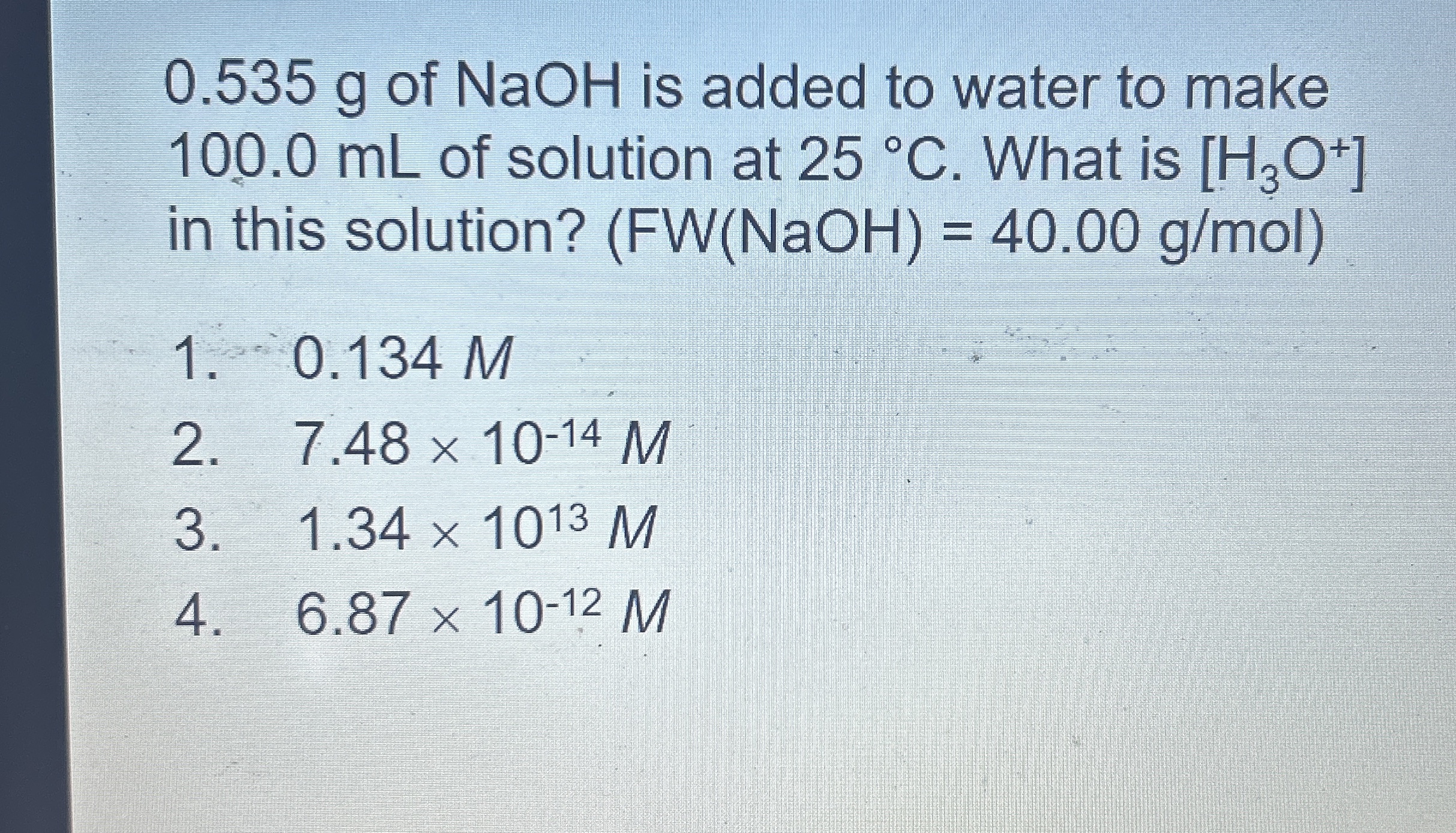 High Quality SOLUTION 0.535 ﻿g of NaOH is added to water to make 100.0 ﻿mL | Chegg.com