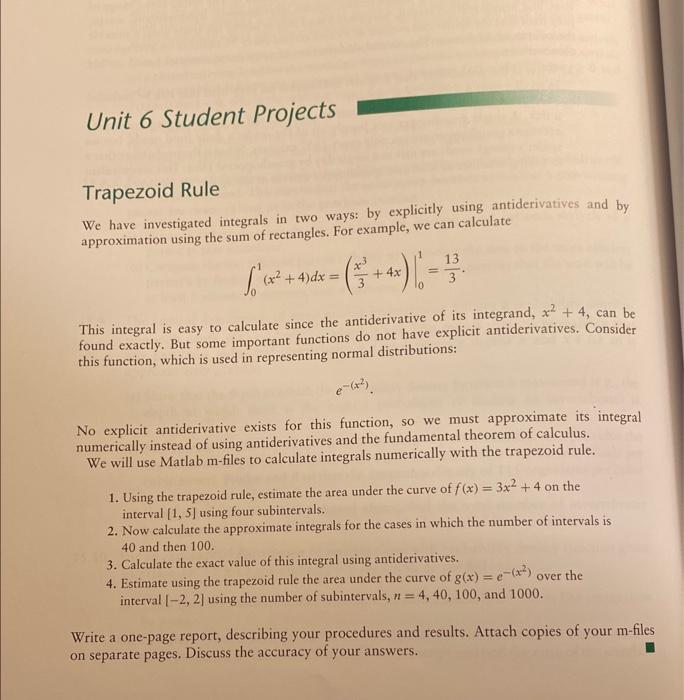 Solved Trapezoid Rule We have investigated integrals in two | Chegg.com