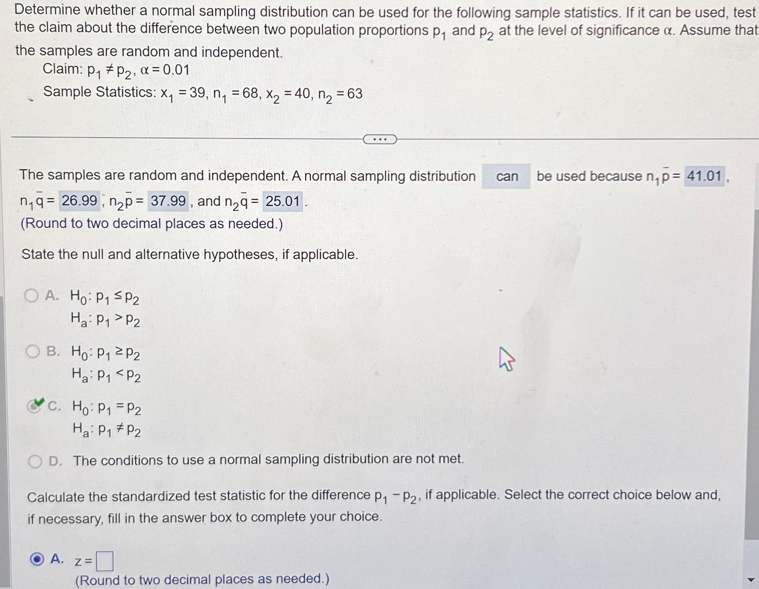 Solved Determine whether a normal sampling distribution can | Chegg.com