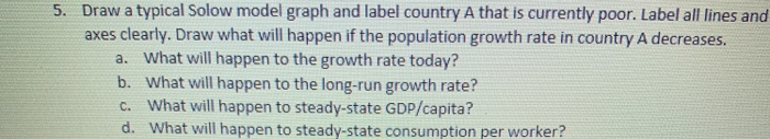 5. Draw a typical Solow model graph and label country | Chegg.com