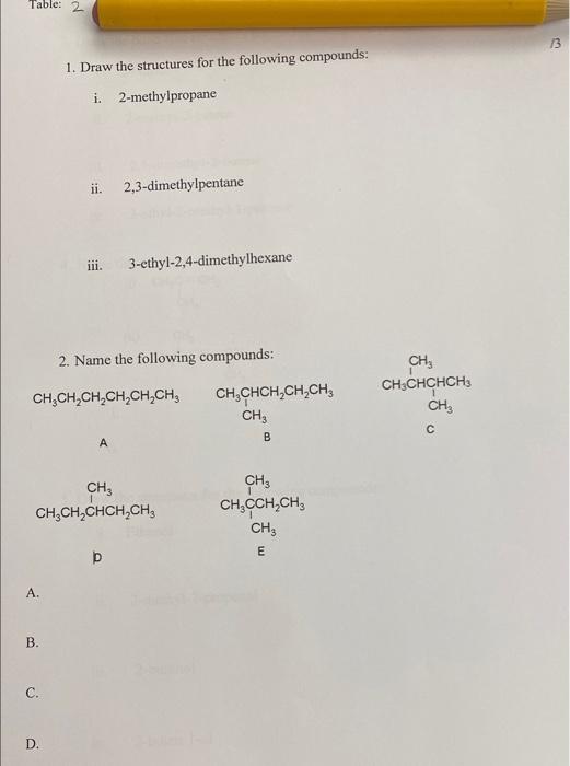Solved 2. Name the following compounds: | Chegg.com