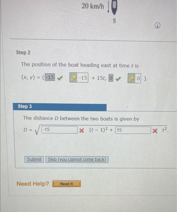 Solved sten1 ting5The position of the boat heading east at | Chegg.com