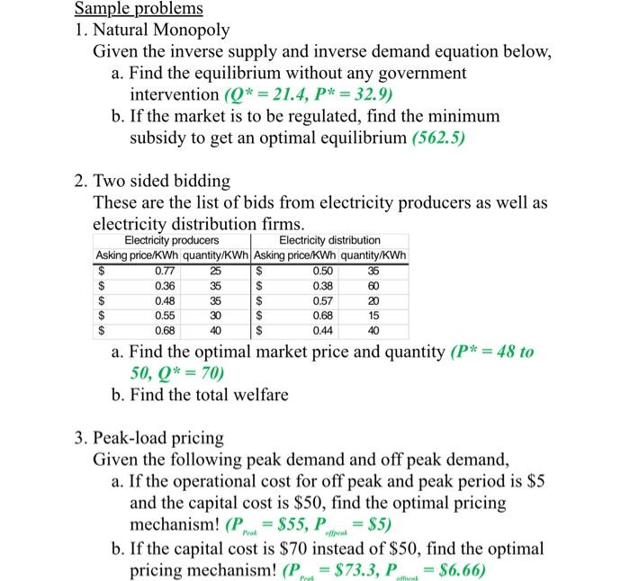 Solved Sample Problems 1 Natural Monopoly Given The Inverse Chegg