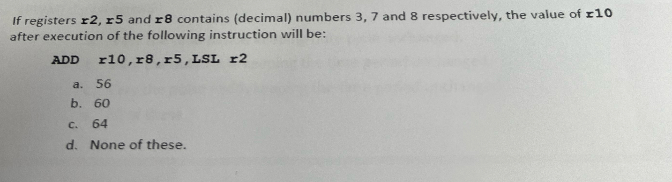 Solved If registers x2,x5 ﻿and x8 ﻿contains (decimal) | Chegg.com