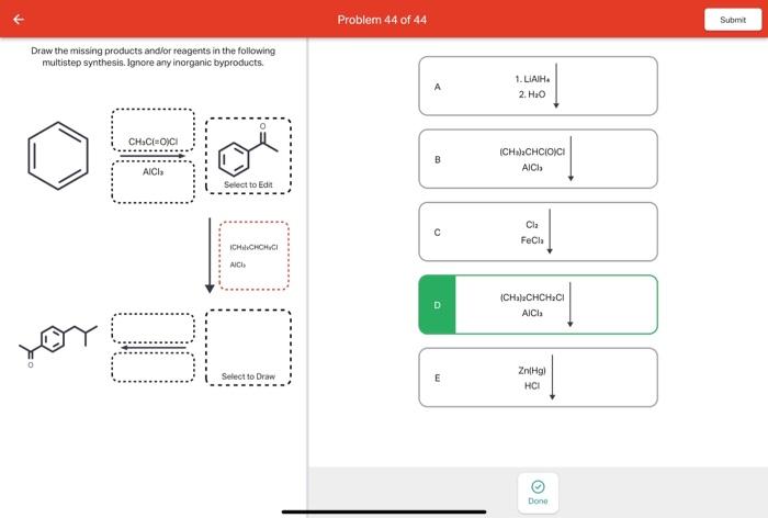 Solved Draw the missing products andlor reagents in the | Chegg.com