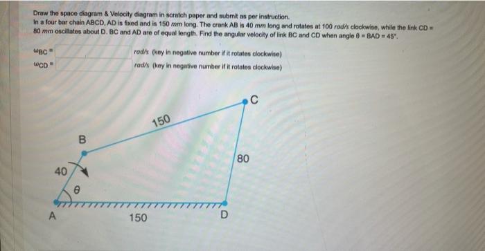 Solved Draw the space diagram & Velocity diagram in scratch | Chegg.com