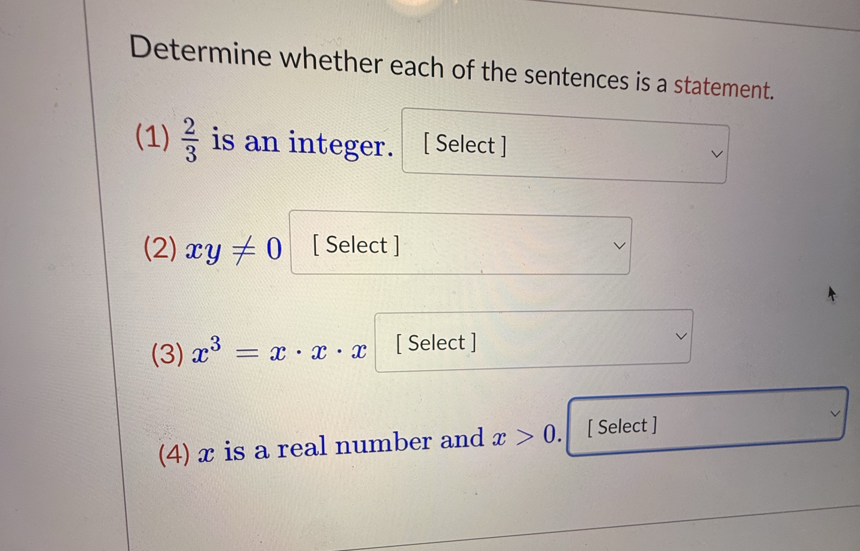 Solved Determine whether each of the sentences is a | Chegg.com