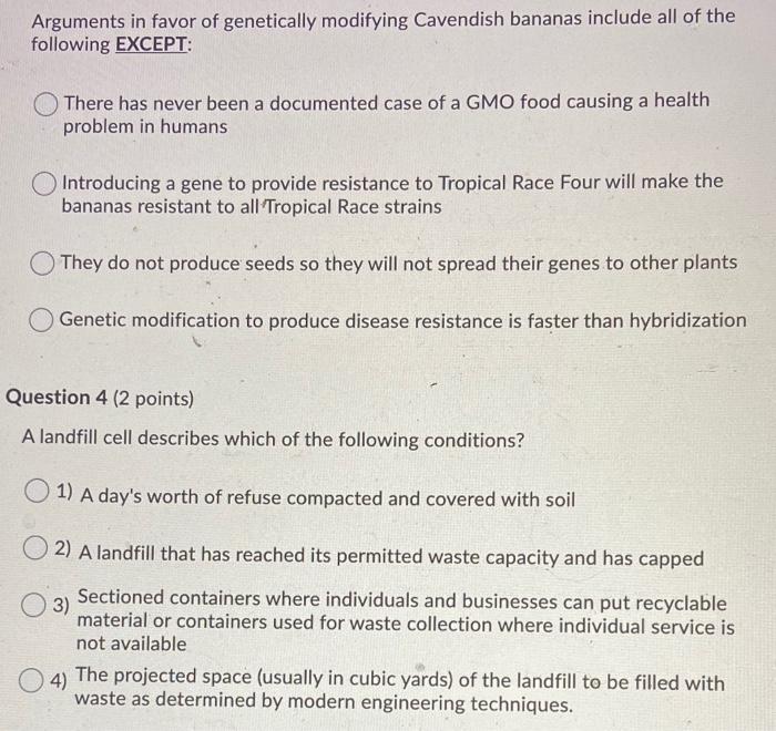 Solved Arguments in favor of genetically modifying Cavendish | Chegg.com