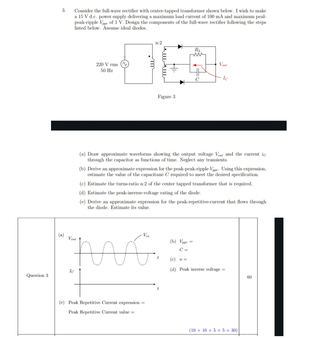 Solved Consider the full-wave rectifier with center-tapped | Chegg.com