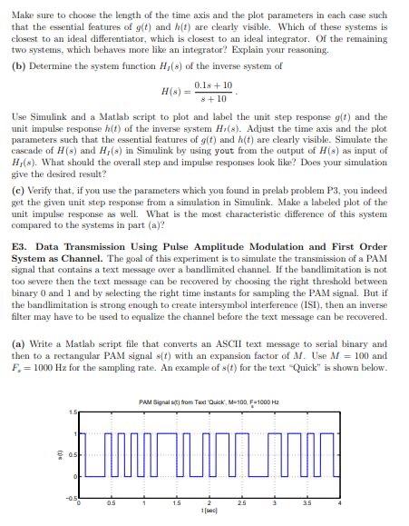 Solved 3 Lab Experiments E1. CT Signals in Matlab. (a) The | Chegg.com