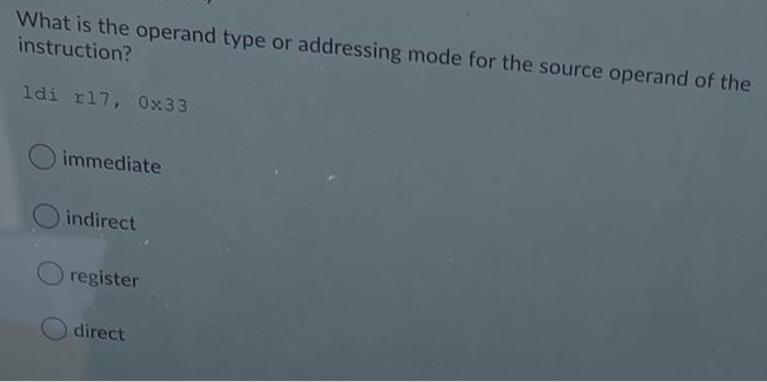 Solved What is the operand type or addressing mode for the | Chegg.com