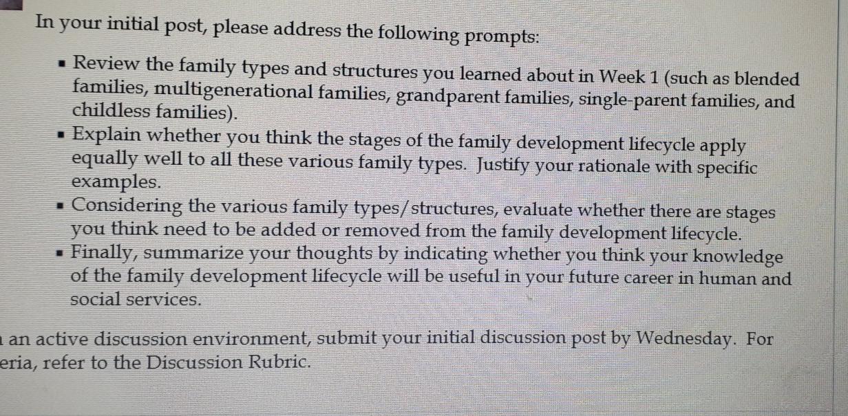 In your initial post, please address the following | Chegg.com