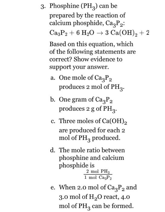 Solved 3. Phosphine (PH3) can be prepared by the reaction of | Chegg.com
