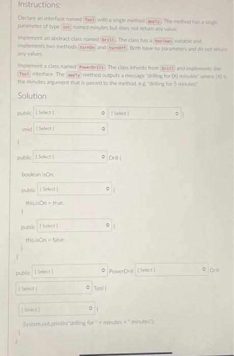 Solved Declare an interface named Tool with a single method | Chegg.com