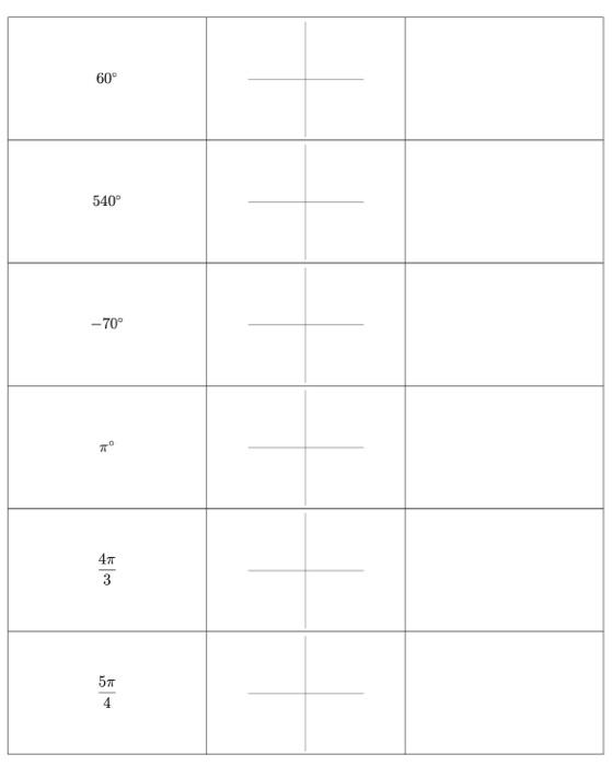 Solved 1. Complete the table by sketching the angle and then | Chegg.com