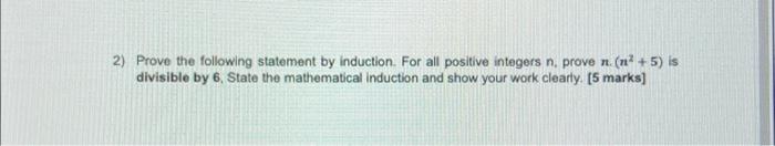 Solved 2) Prove the following statement by induction. For | Chegg.com