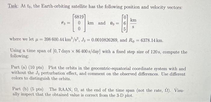 Solved Problem 3: Numerical Orbit Propagation: Two-Body | Chegg.com