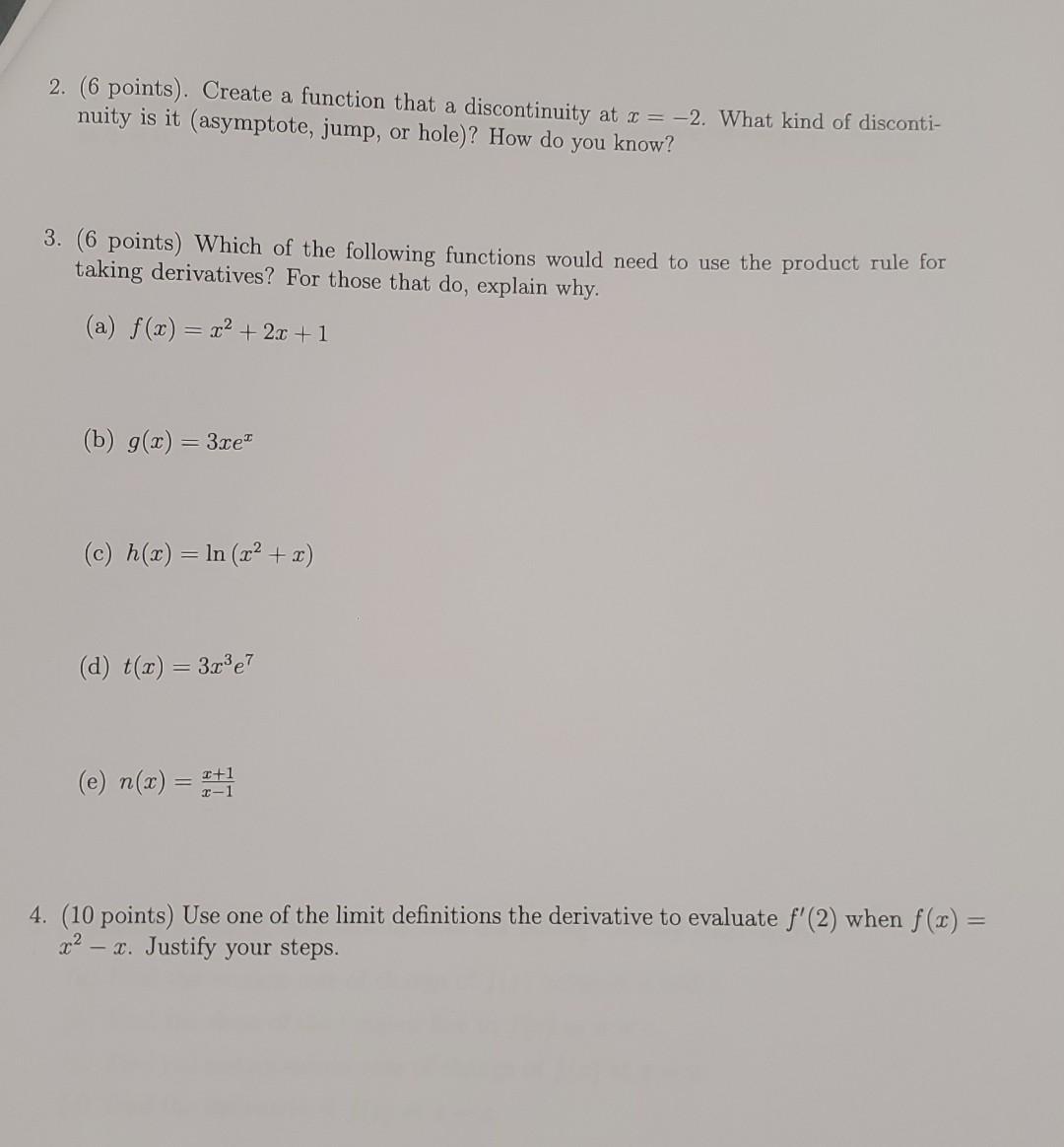 Solved 2. (6 points). Create a function that a discontinuity | Chegg.com