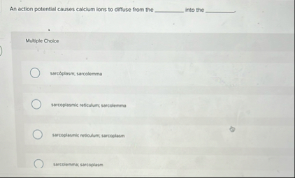 Solved An action potential causes calclum ions to diffuse | Chegg.com