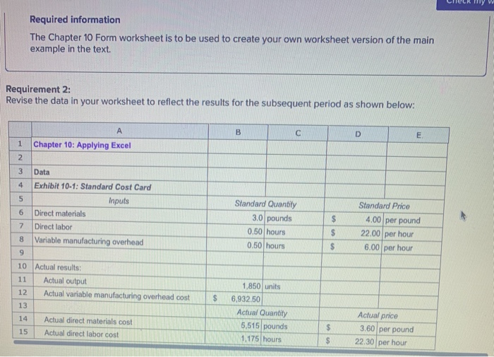 Solved Required information The Chapter 10 Form worksheet is | Chegg.com