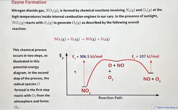 Solved Ozone Formation Nitrogen dioxide gas, NO2(g), is | Chegg.com