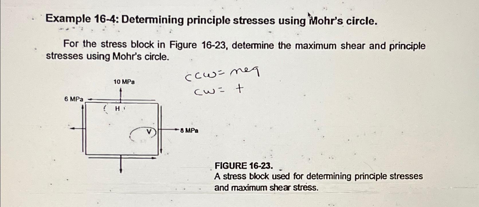 Solved Example 16-4: Determining principle stresses using | Chegg.com