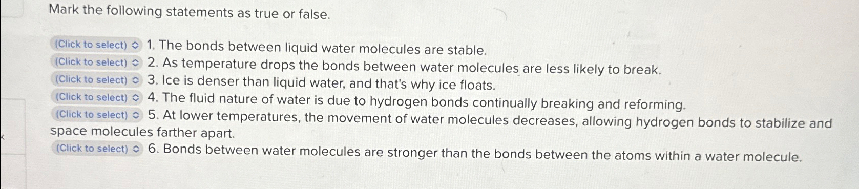 Solved Mark the following statements as true or false.(Click | Chegg.com