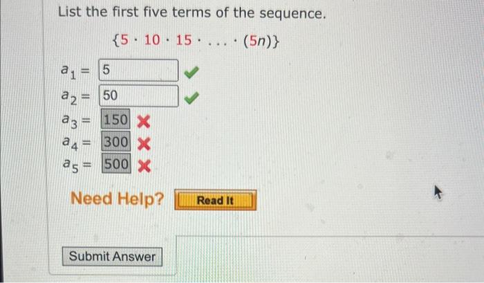 Solved List the first five terms of the sequence. | Chegg.com