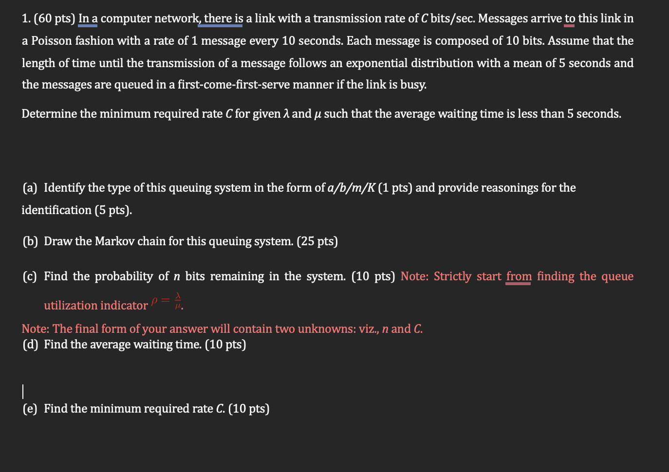 Solved 1. ( 60 ﻿pts ) ﻿In a computer network, there is a | Chegg.com